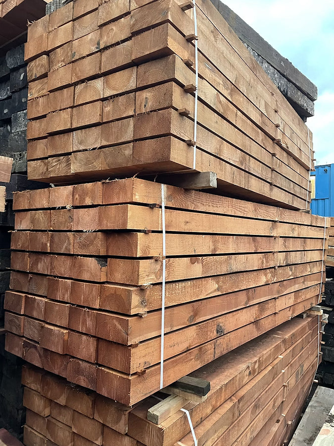 NEW Pine Tanalised UC4 Brown Pressure Treated Railway Sleepers – Davids Timber LTD